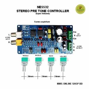 PRE AMPLIFIER NE5532 STEREO VOLUME CONTROL BOARD TREBLE MIDRANGE BASS ...
